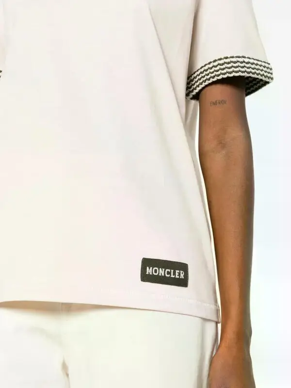 Moncler Patterned-sleeve T-shirt - Neutrals