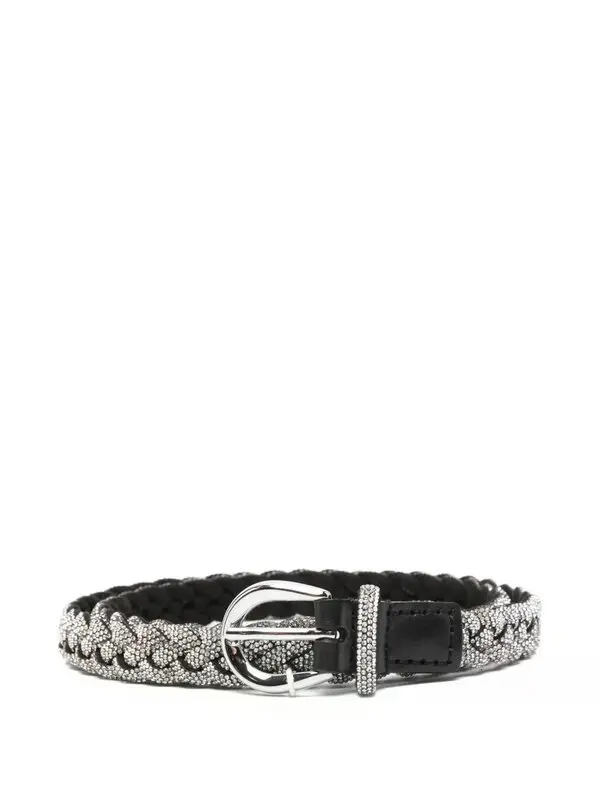 DEHANCHE Priscilla Rhinestone Braided Belt - Black