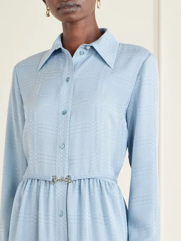 gucci shirt dress for women GG silk twill dress in camel