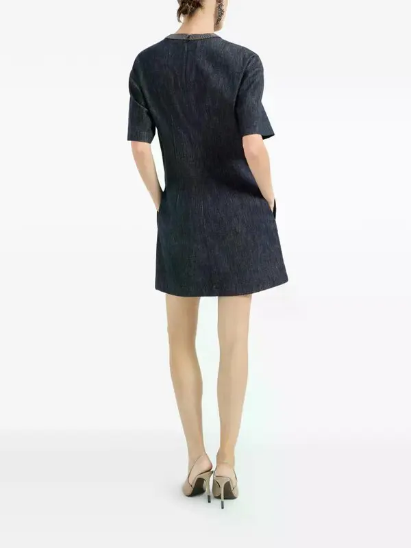 Brunello Cucinelli, Cotton Denim-Effect Twill T-Shirt Dress with Precious Collar, Blue, M