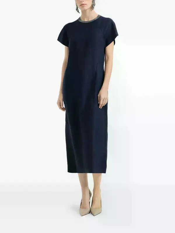 Brunello Cucinelli Embellished-collar Midi Dress