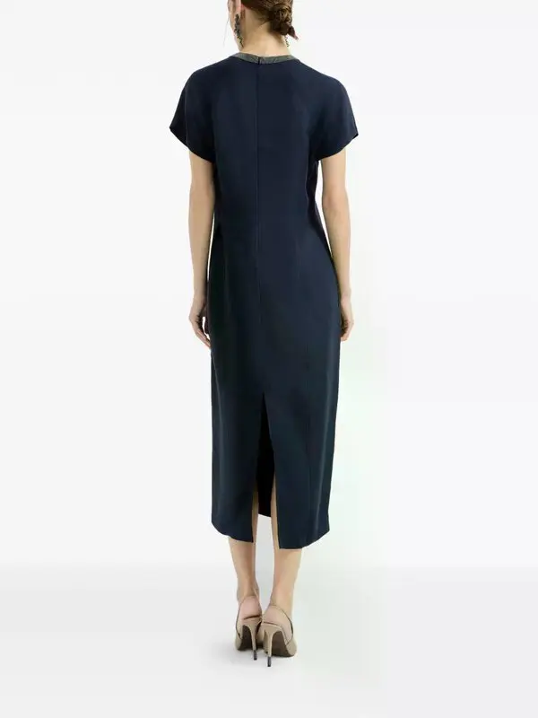 Brunello Cucinelli Embellished-collar Midi Dress