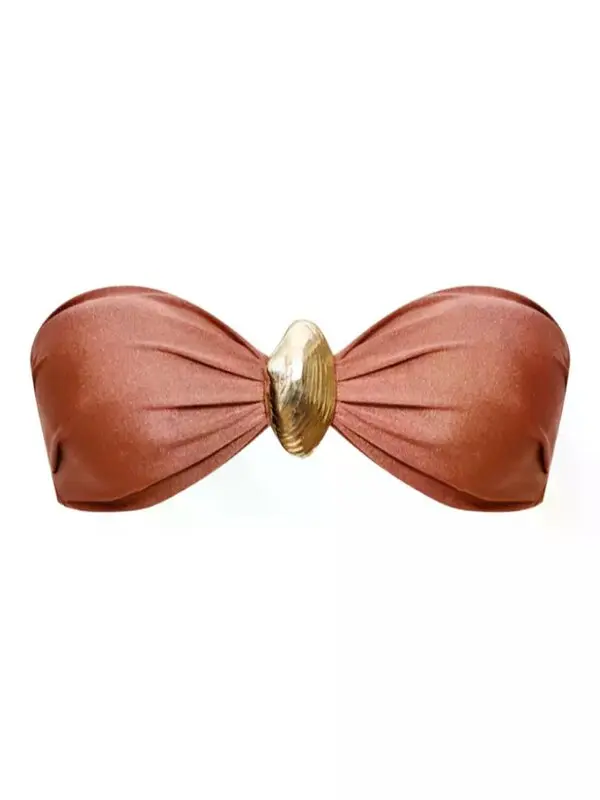 PatBO Seashell Bandeau Bikini Top - Brown