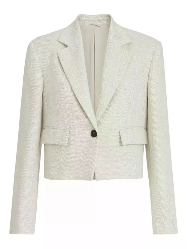 Brunello Cucinelli Chevron Pattern Cropped Blazer - Neutrals