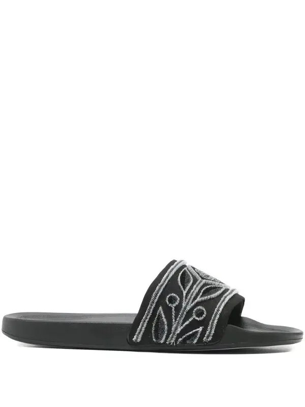 Casablanca Embroidered Slides - Black