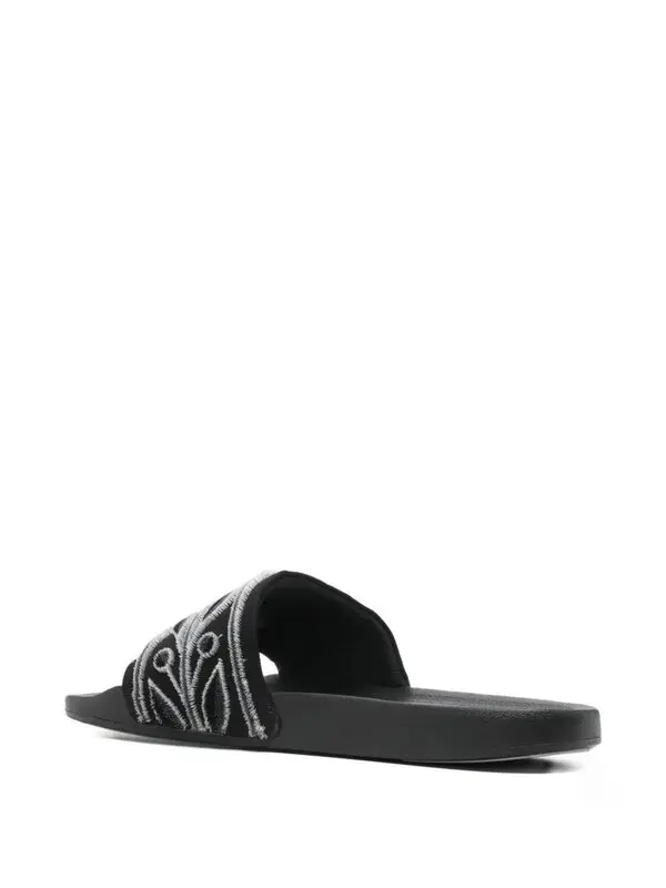 Casablanca Embroidered Slides - Black