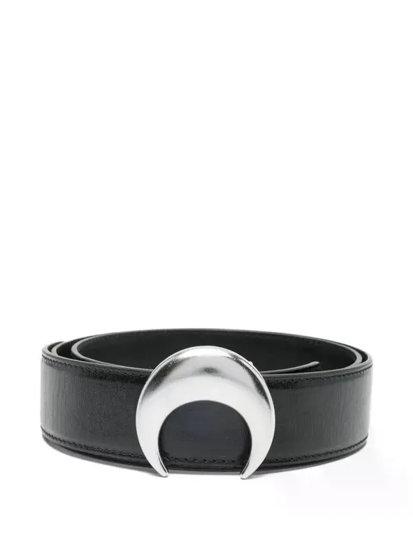 MARINE SERRE Moon Buckle Leather Belt - Black
