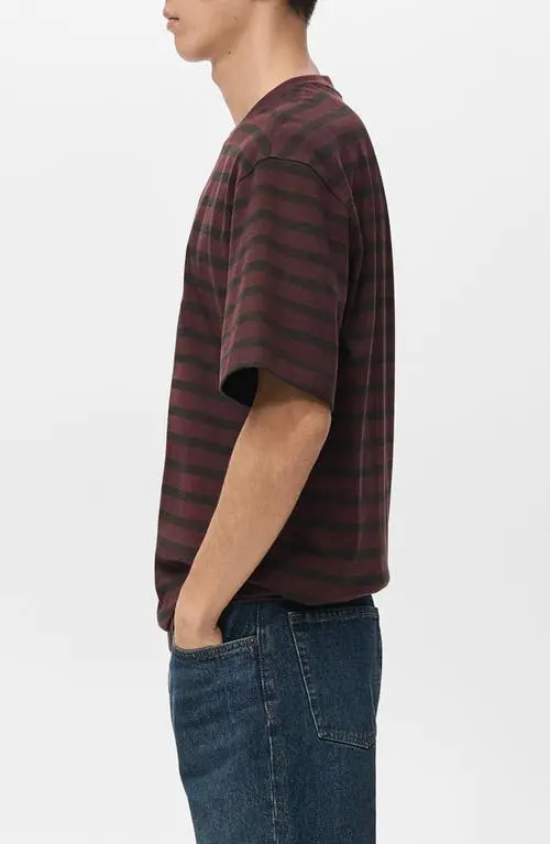 Mango Stripe Relaxed Fit Cotton Crewneck Shirt