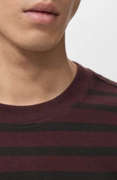 Mango Stripe Relaxed Fit Cotton Crewneck Shirt