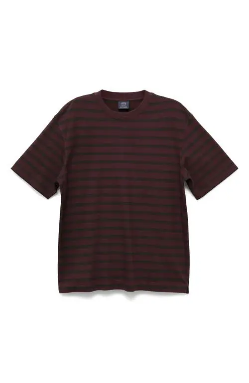 Mango Stripe Relaxed Fit Cotton Crewneck Shirt