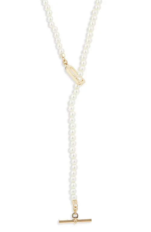 ALLSAINTS Faux Pearl Lariat Necklace - Pearl/gold