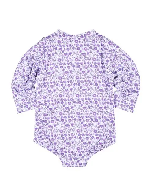 FLORENCE EISEMAN Floral Print Rashguard With Ruffles