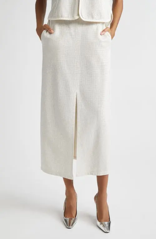 Emporio Armani Studded Twill Midi Skirt - Off White