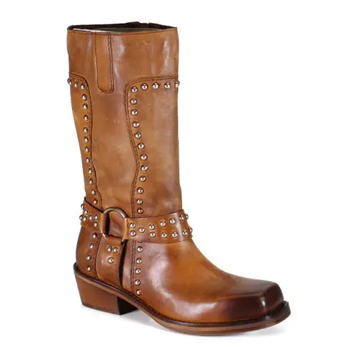 DIBA TRUE Val Uable Leather Mid-calf Studded Harness Boots