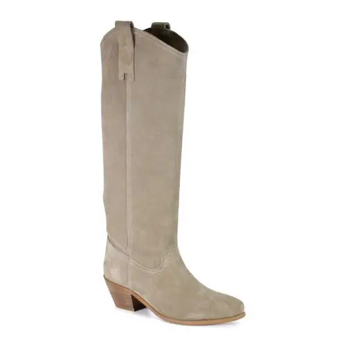 DIBA TRUE Suede Knee High Cowboy Boot - Taupe
