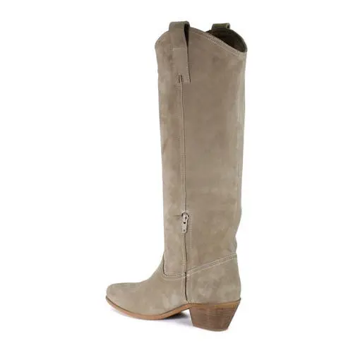 DIBA TRUE Suede Knee High Cowboy Boot - Taupe