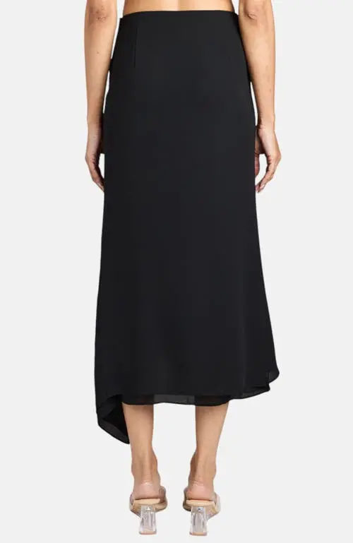 Santorelli Harley Midi Skirt With Asymmetrical Cascading Ruffle