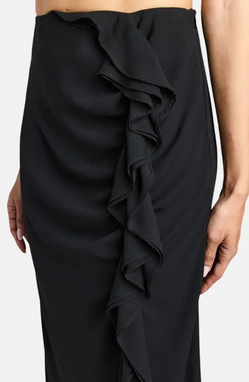 Santorelli Harley Midi Skirt With Asymmetrical Cascading Ruffle