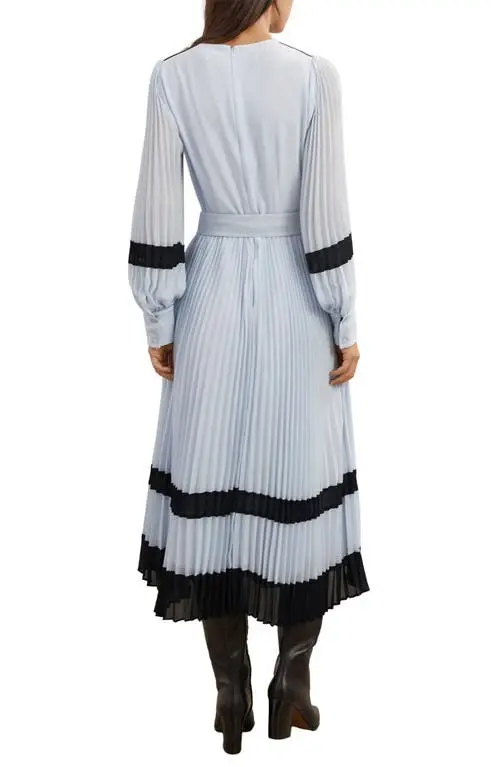 REISS Tori Long Sleeve Pleated Dress