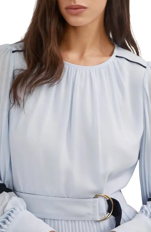 REISS Tori Long Sleeve Pleated Dress