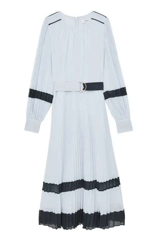 REISS Tori Long Sleeve Pleated Dress