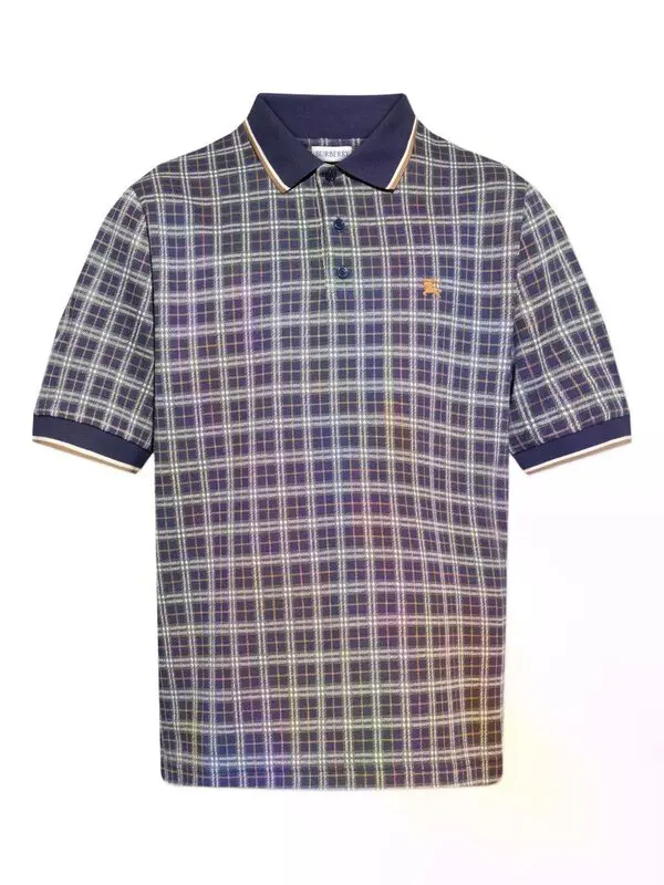 Burberry Pelham Check-pattern Logo-detail Polo Shirt - Blue