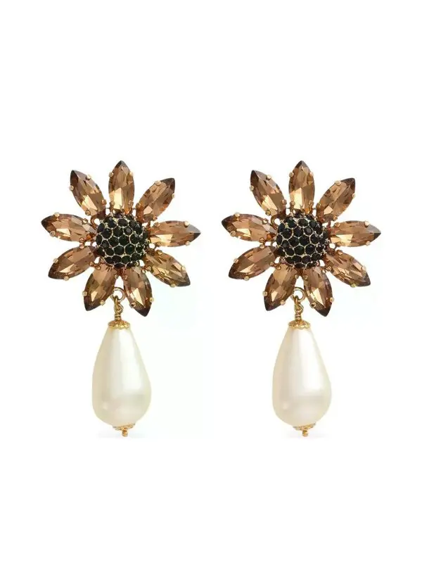 Dolce & Gabbana Flower Faux-pearl Clip-on Earrings - Gold