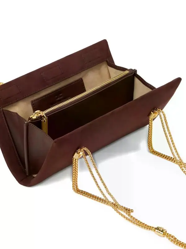 Elisabetta Franchi Logo Chain Shoulder Bag - Brown