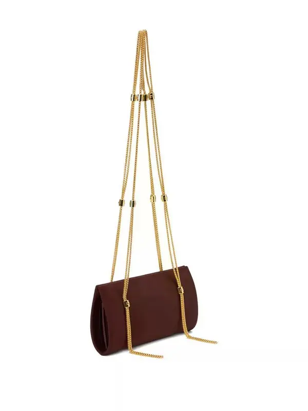 Elisabetta Franchi Logo Chain Shoulder Bag - Brown