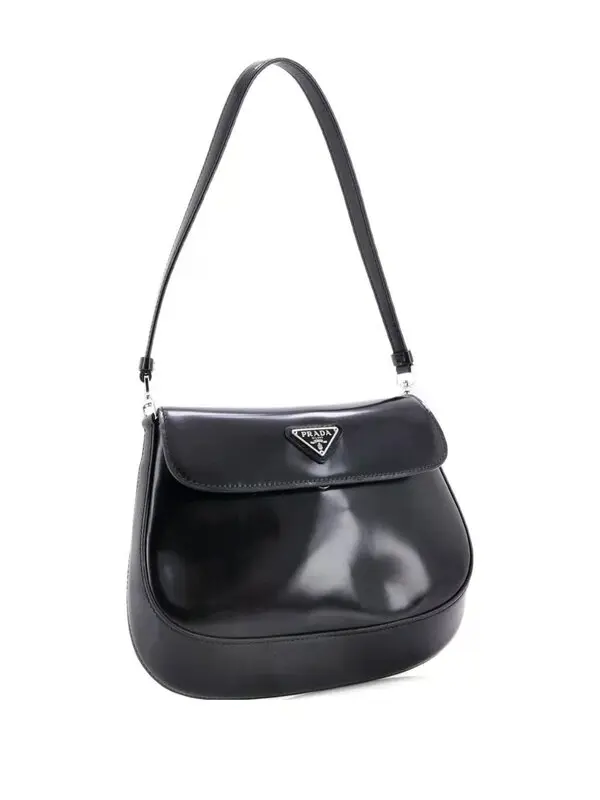 Prada Cleo Flap Shoulder Bag Spazzolato Leather - Black