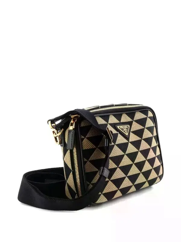 Prada Symbole Zip Around Shoulder Bag Jacquard Crossbody Bag - Multicolour
