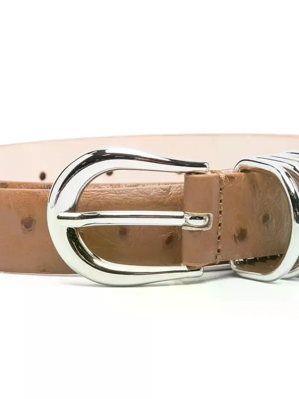 DEHANCHE Hollyhock Ostrich-embossed Leather Belt