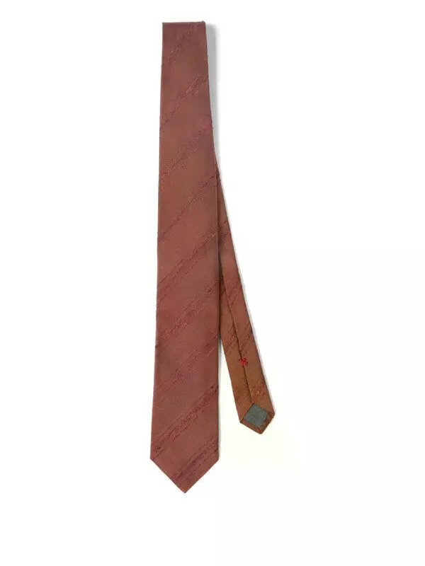 Brunello Cucinelli Stripes Silk Tie - Orange