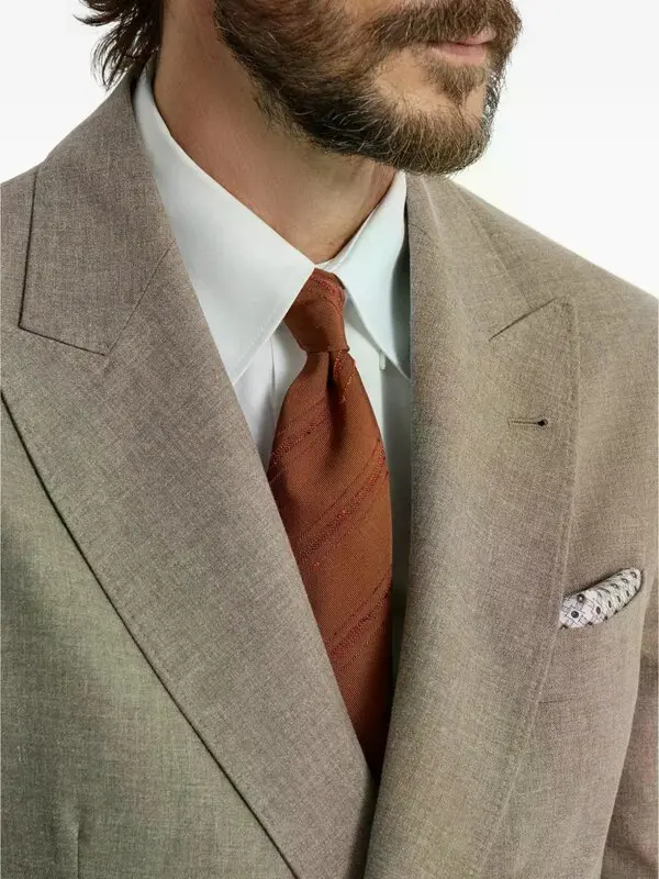 Brunello Cucinelli Stripes Silk Tie - Orange