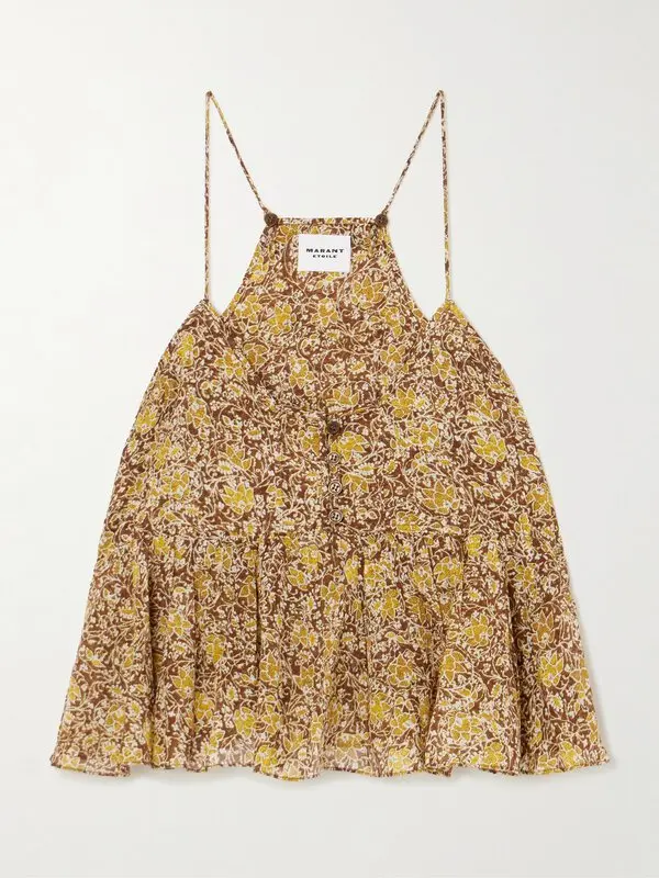 MARANT ETOILE Lirhetta Floral-print Organic Cotton-voile Top