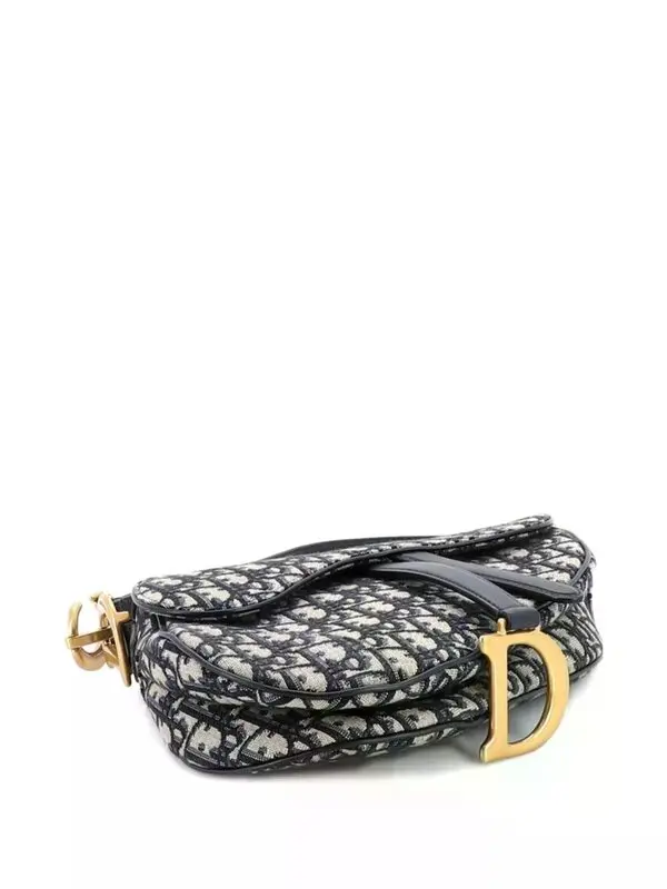Dior Saddle Oblique Canvas Medium Shoulder Bag With Strap - Blue