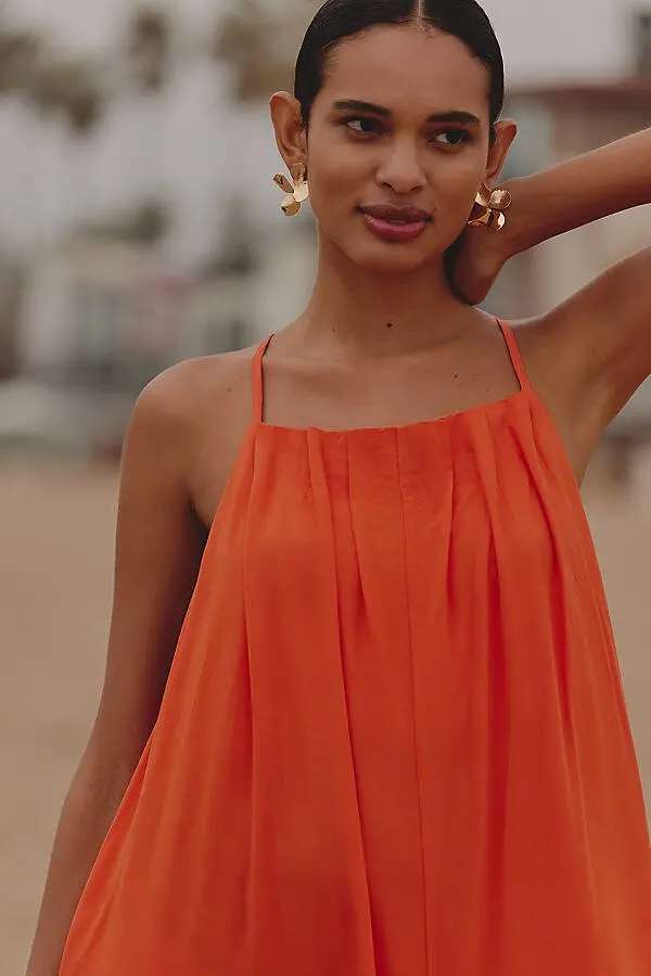 Sanctuary Pleated Wide-leg Beach Jumpsuit - Orange