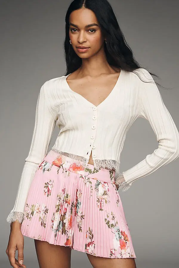 RANNA GILL Pleated Skirty Shorts - Pink Floral