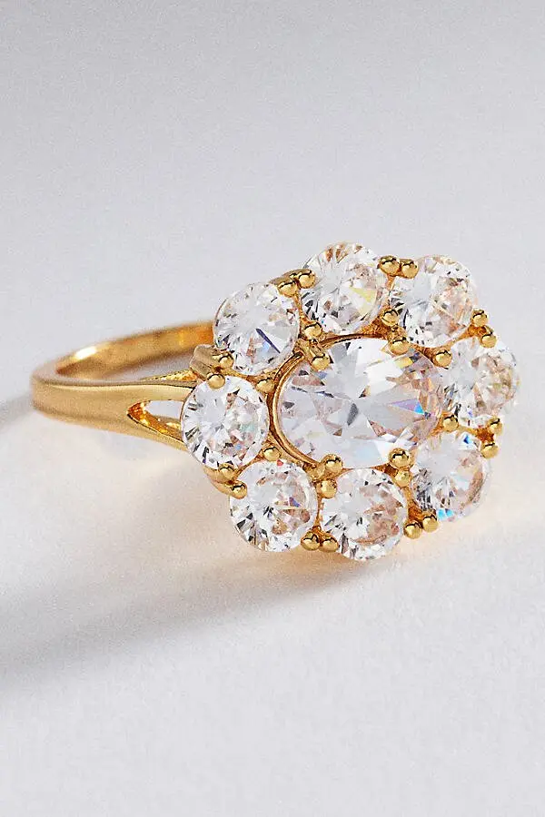 Anthropologie Floral Crystal Ring