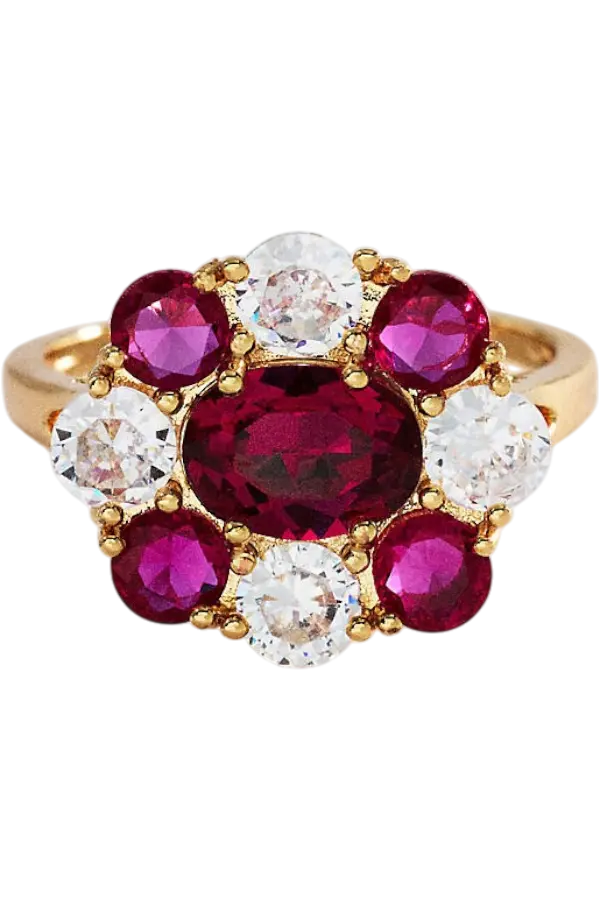 Anthropologie Floral Crystal Ring - Pink