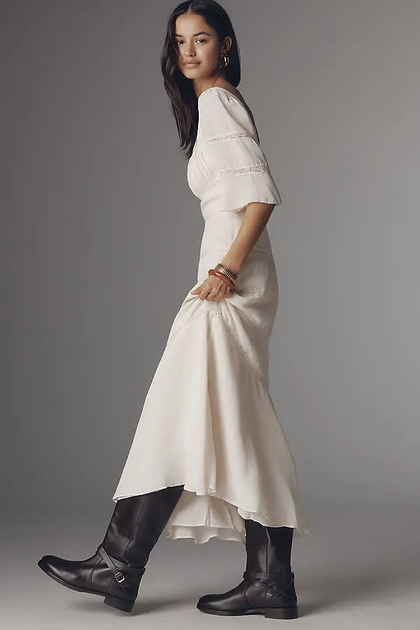 REFORMATION Laverna Smocked Bell-sleeve Midi Dress - Cream