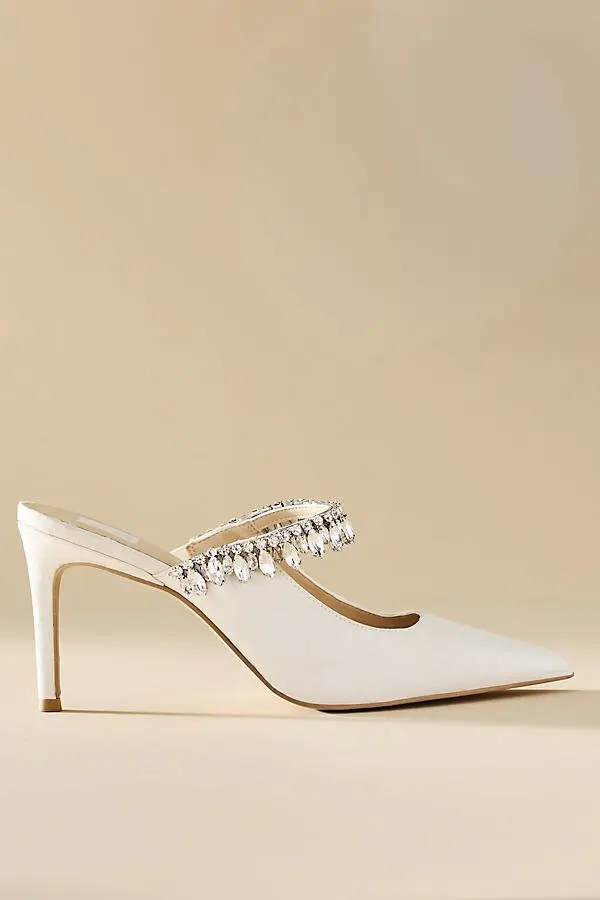 Dolce Vita Keli Crystal Satin Heels - Ivory