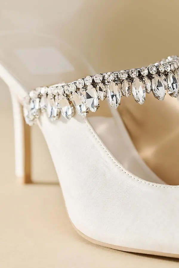 Dolce Vita Keli Crystal Satin Heels - Ivory