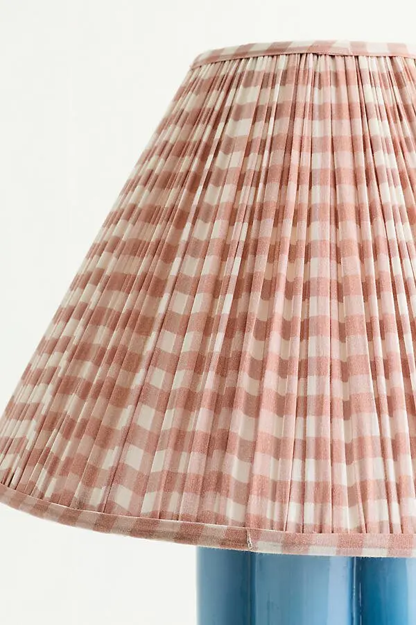 Anthropologie Printed Ruched Empire Lamp Shade - Blush Gingham