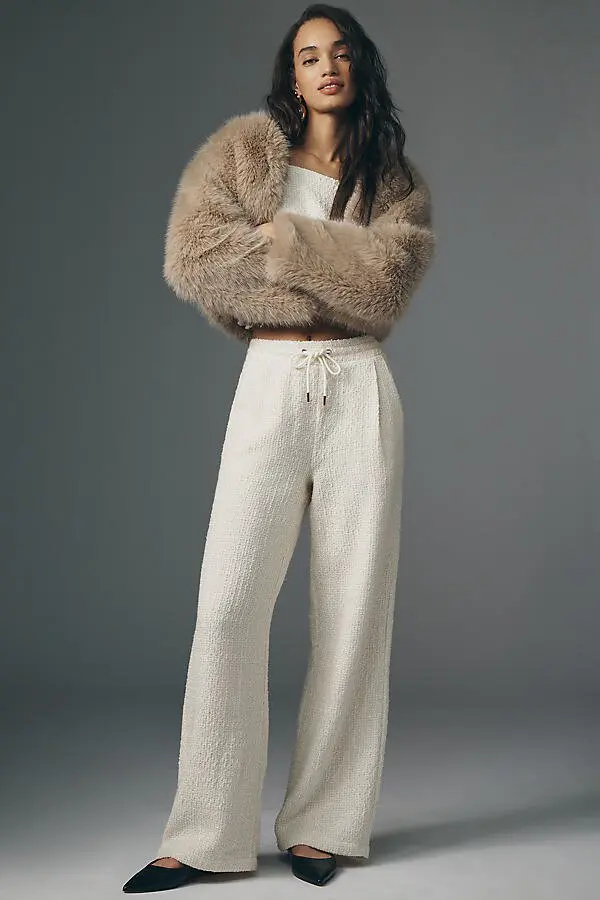 BISHOP + YOUNG Tweed Pull-on Pants - Ivory