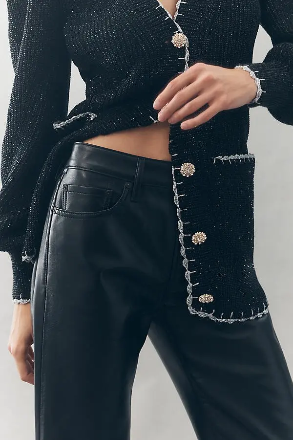 Citizens Of Humanity Genova Leather Bootcut Pants - Black