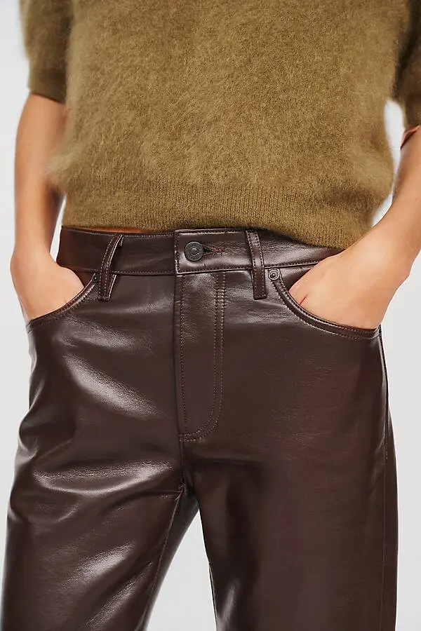 Citizens Of Humanity Genova Leather Low-rise Bootcut Pants - Chocolate