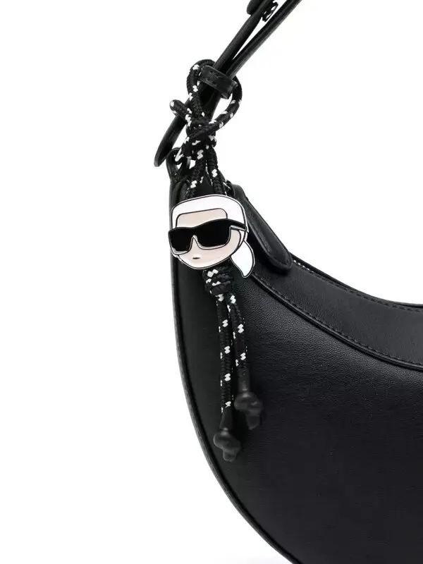 Karl Lagerfeld Ikon Smooth Halfmoon Shoulder Bag - Black
