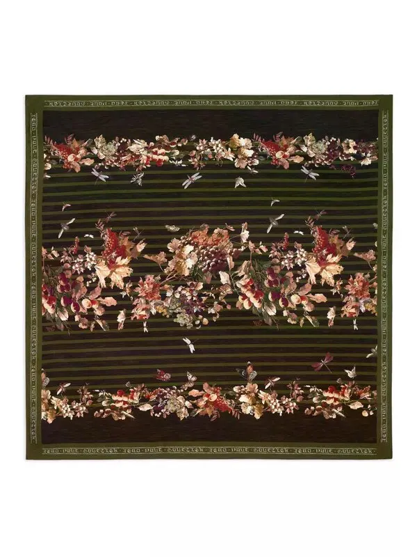 Jean Paul Gaultier Striped Floral Scarf - Brown