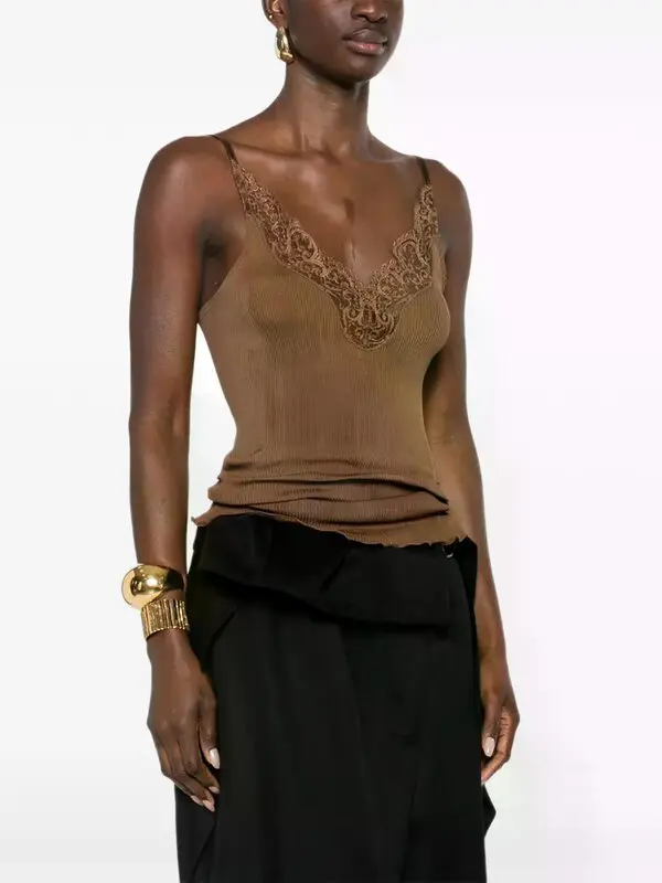 Saint Laurent Lace-panel V-neck Top